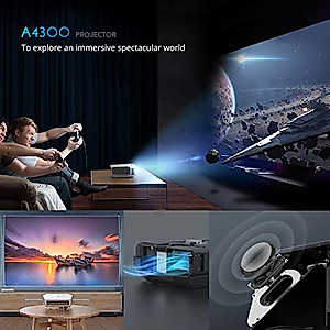 LED Projector 1080P, Full HD Video Movie Projector for Business PowerPoint Presentation Home Theater, Compatible with Laptop Phone Android TV AV HDMI USB