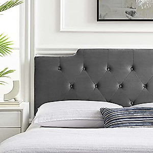 Modway Juliet Tufted Performance Velvet Twin Headboard in Charcoal
