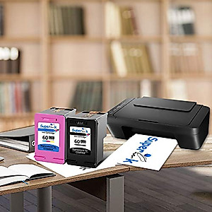 SuperInk Remanufactured 60XL 60 XL CC641WN CC644WN Ink Cartridge Replacement Compatible for Hp Photosmart C4680 D110 Deskjet D2680 D1660 D2530 F2430 F4210 Printer (1 Black 1 Tri-Color)