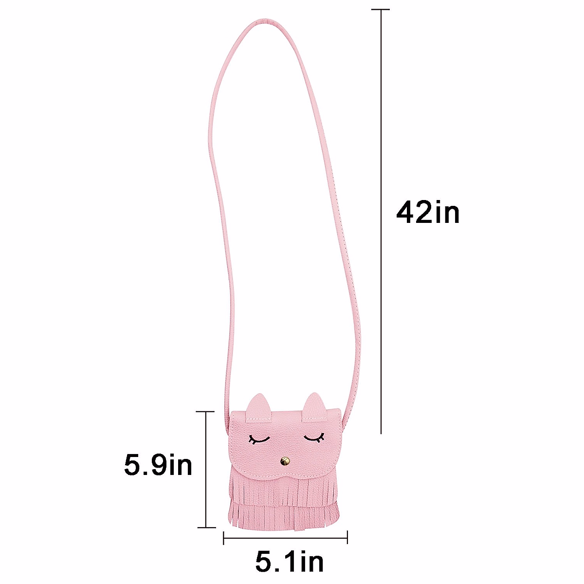 ZGMYC Cat Tassel Shoulder Bag Small Coin Purse Crossbody Satchel for Kids Girls, Pink (5.1'' x 5.9'')