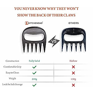 KITCHENDAO Meat Shredder Claw, Fully Solid to Create Strongest BBQ Meat Forks, Lock Mechanism for Safe Storage, BPA Free, Smoker Accessories for BBQ Gifts for Men & Stocking Stuffers for Men