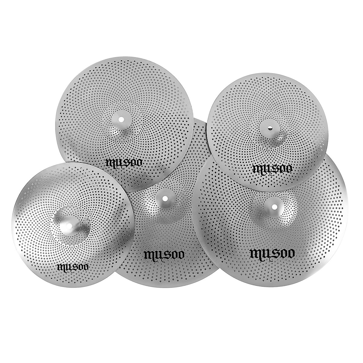 Musoo Low Volume Cymbal 60%-70% 14/16/18/20”Quiet Cymbals Set of 5 pcs for Practice