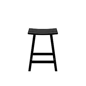 WO Home Furniture Saddle Stool 24"-Inch Adirondack HDPE Backless Patio Kitchen Counter Stool Seat (Black)