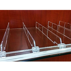 Universal Shelf Lip & Adjustable Depth Divider Kit, [5] 48" L Adhesive Front Lips w/ [50] 1" H Divider