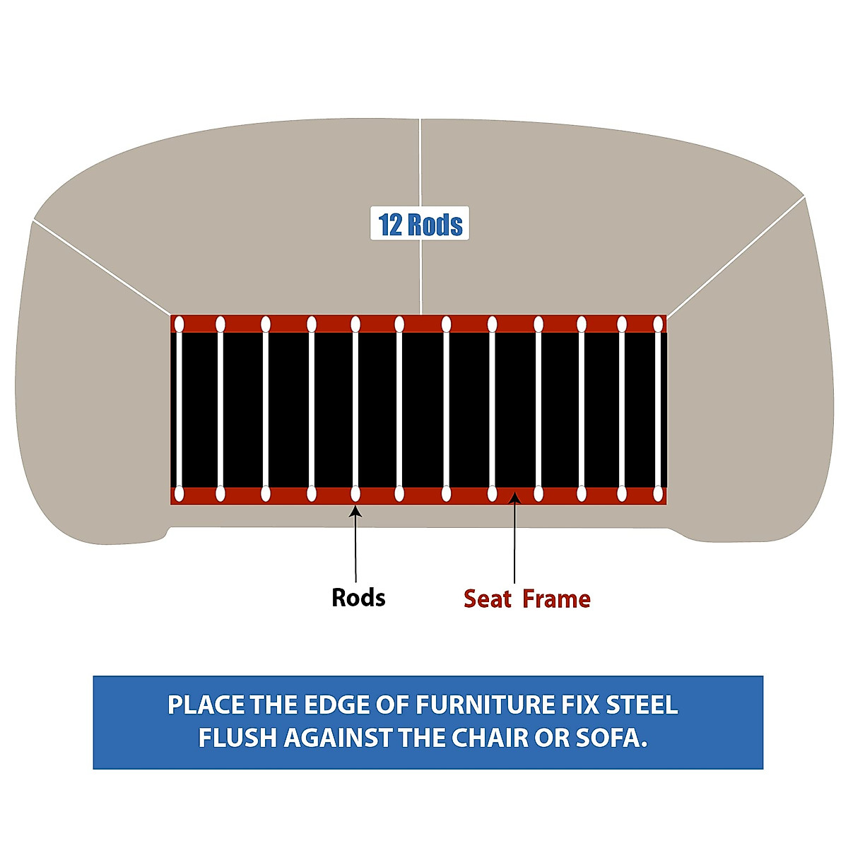 Product Trend Furniture Fix Steel Cushion Support Extend Furniture Life of Chair, Sofa/Couch, Loveseat, or Mattress, Nonslip Adjustable Seat Support, (44 x 22) Inches Deep (Black)