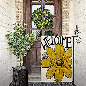 CROWNED BEAUTY Summer Garden Flag Bee Black Eyed Susan Sunflower Welcome 12×18 Inch Double Sided Vertical Yard Outside