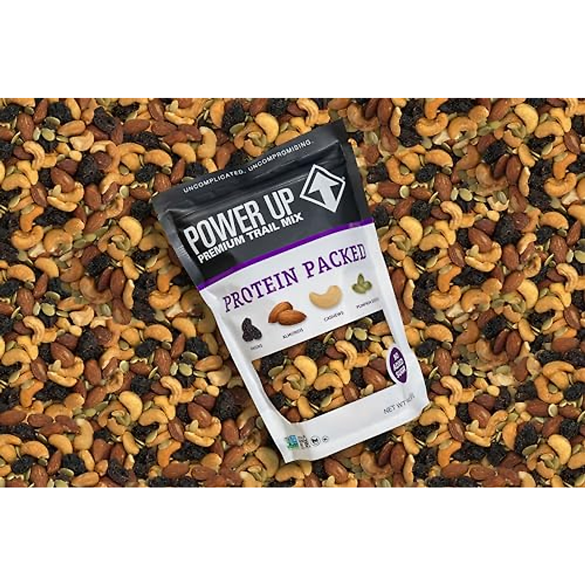 Power Up Premium Trail Mix - Protein Packed 14oz, No Added Sugar, Made Without Peanuts, Gluten Free, Vegan, Non-GMO