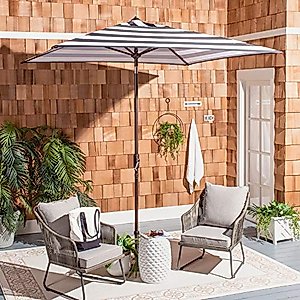 Safavieh PAT8404A Outdoor Iris Fashion Line Black and White 7'6" Square UV Protected Umbrella