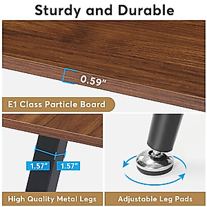 Tribesigns 6FT Conference Table, Rectangular Meeting Room Tables, Modern Industrial Seminar Table Boardroom Desk with Metal Legs for Office, 70.8’’ L x 31.5’’ W x 29.5’’ H (Brown and Black)