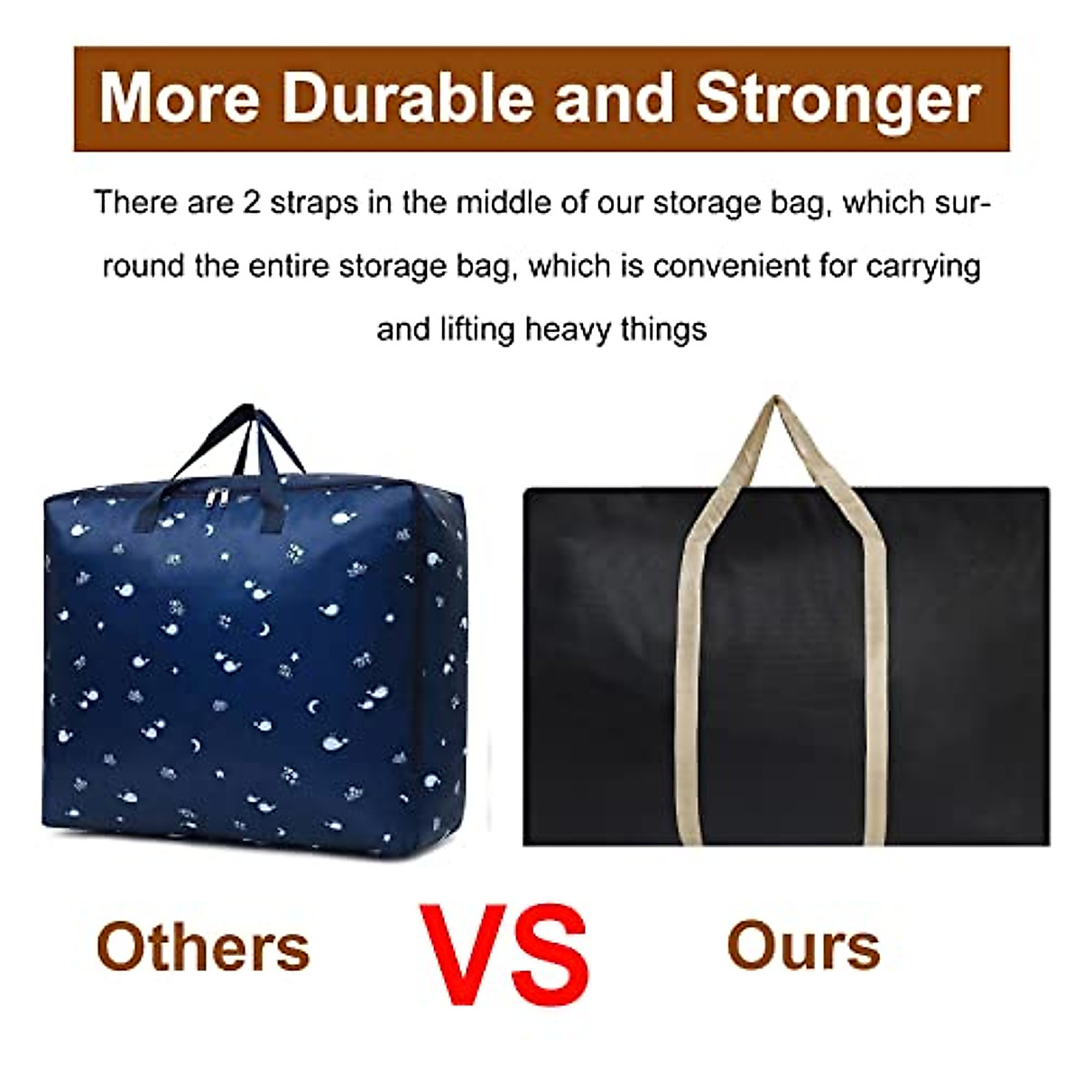 100L Large Storage Bag(3 Pack,Black),Large Moving Bags with Zippers & Carrying Handles, Storage Bags Storage Totes for Clothes, House Moving,77×55×24cm