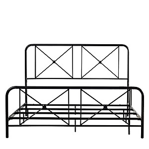 Hillsdale Furniture Queen Metal Bed with Double X Design Platform, Black