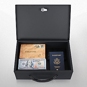 xydled Fire Resistant Safe Fire Safe Box with Key Lock for Home Office Security Storage for Valuables Documents,12.8 x 8.5 x 4.5 Inch,Black