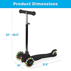 Best Choice Products Kids Mini Kick Scooter Toy w/ Light-Up Wheels, Height Adjustable T-Bar, Foot Break - Black