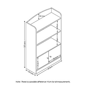 FURINNO Stylish Kidkanac 2 tier Bookshelf With Storage Cabinet, Light Blue