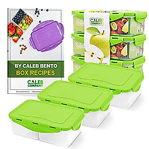 By Caleb Company 3 Pack Green Bento Boxes - 39 Ounce Divided Food Storage Containers With Lids - Leakproof, BPA Free Bento Lunch Box for Adults & Kids Lunches Is Safe For Dishwasher & Microwave