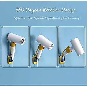 FSSSCPD Hands Free Hair Dryer Holder,Wall Mounted Adjustable Blow Dryer Stand Holder,Self Adhesives No Drilling Hairdryer Stand No Hand,Bathroom Shower Hair Tool Organizer Essential