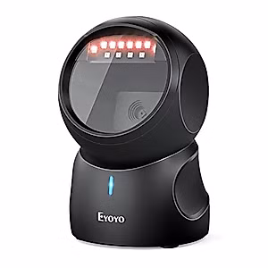 Eyoyo Barcode Scanner, QR 2D Hands-Free Omnidirectional Automatic Sensing Scanning USB Desktop Barcode Scanner, Wired Bar Code Reader Screen Scanning for POS PC Supermarket Library Retail Bookstore