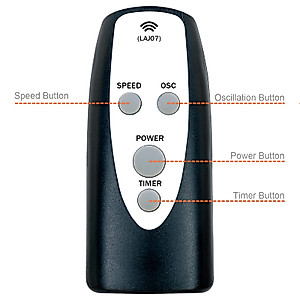 Replacement Remote Control for Lasko 2033667 2033667A M16950 M18950 S18961 S18635 U35115 U35120 2510 2511 2711 T38301 T32200 T36211 T37900 T38305 Oscillating Tower Fan