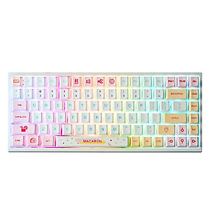 YUNZII Macaron 84 84-Key RGB Hotswap Wired Mechanical Gaming Keyboard with PBT Dye-subbed Keycaps for Mac/Win/Gamers (Gateron Brown Switch,Macaron)