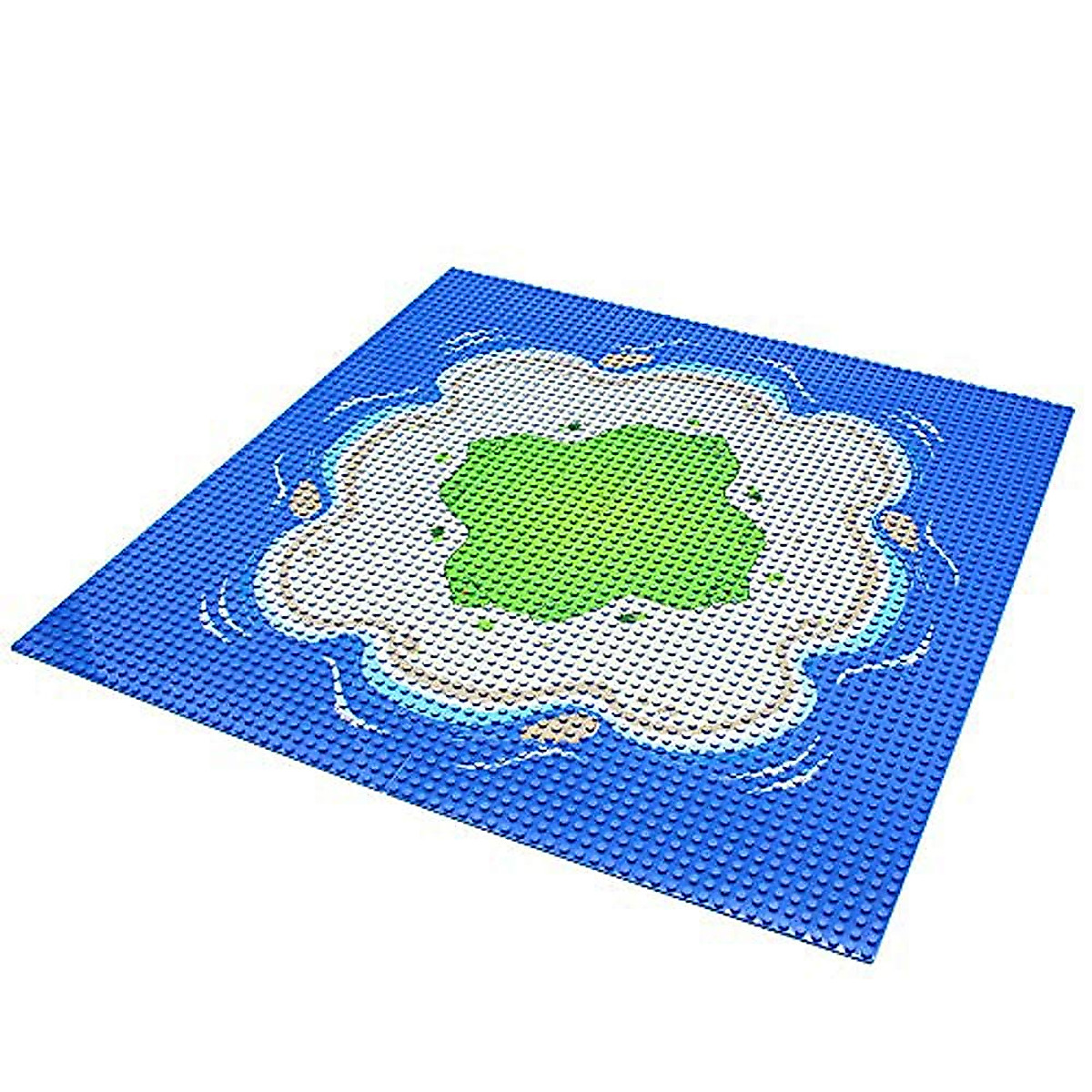 Feleph 4 Pieces Classic Blue Baseplate for City Road Beach, Ocean Island Street Water Base Plate 10 x 10 Inches, Pirates Sea Toy Kit for Building Bricks Compatible with All Major Brands (Curved 4PCS)