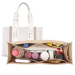 Lckaey purse organizer for chloe woody tote bag insert large medium Small wallet Felt organizer 1015Beige-M