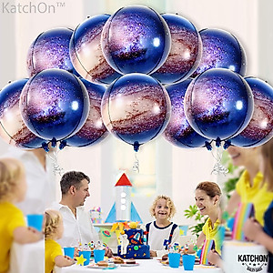 KatchOn, Galaxy Balloons for Galaxy Decorations - 22 Inch, Pack of 12 | Space Balloons for Galaxy Birthday Party Decorations, Space Decorations | Planet Balloons, Two The Moon Birthday Decorations