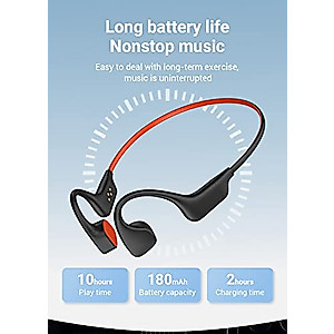 OCTANDRA Go Bone Conduction Open-Ear Bluetooth Sport Headphones with Mic & Built-in 16GB Memory IP68 Waterproof Wireless Earphones for Swimming Running Cycling Fitness & Workouts (X12) (Black & Red)