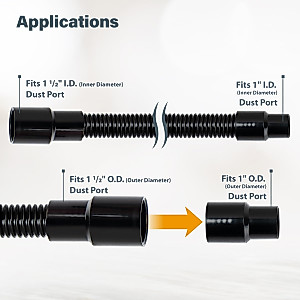 POWERTEC 70356 10 ft. Vacuum Hose Dust Collection Kit for Woodworking Power Tools, Wet/Dry Work Shop Vacuums, Miter Saw and Table Saw