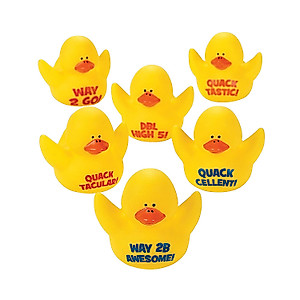 Fun Express Motivational Rubber Duckies - 12 Pieces - Educational and Learning Activities for Kids