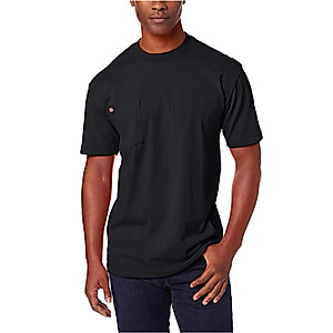 Dickies mens Heavyweight Crew Neck Short Sleeve Tee Henley Shirt, Black, X-Large US