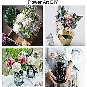 20Pcs Artificial Fake Flower Plants Silk Chrysanthemum Ball Hydrangea Arrangements Wedding Bouquets Decor Home Kitchen Garden Party Table Floral DIY (Light Pink&Dark Pink)