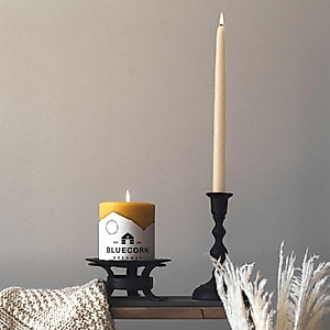 Bluecorn 100% Pure Beeswax Taper Candles | Natural Beeswax Candles, Ivory White Unscented Tapered Candles | 8 Inch Candles, Pair - Two Candlesticks | Soy, Paraffin, & Fragrance Free