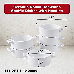 Bruntmor 6" Ceramic Plates Set of 4, Round Grey Ceramic Salad Plates For Kitchen Dish Plates, Ceramic Dinnerware appetizer Plates with handle,Serving Platter for sushi and Sizzling