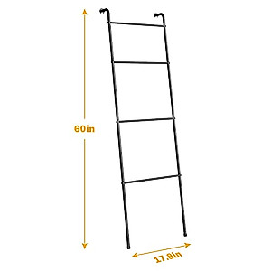 2 Pack Blanket Ladder Outdoor Towel Rack for Pool, Decorative Metal Holder for The Living Room Bathroom, Black