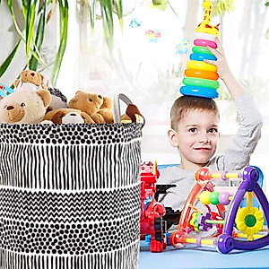 ModernHome & Co 19.7in Tall Laundry Basker Large Hamper Room Storage Decor Waterproof Foldable Canvas Laundry Baskets Kawaii Room Decor Baskets For Organizing Baby Hamper Laundry Bag (Blk bamboo)