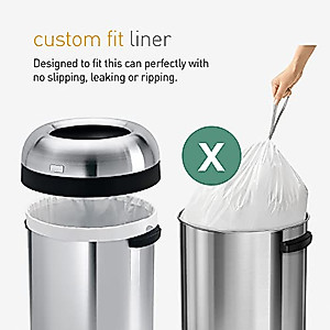 simplehuman Code X Custom Fit Drawstring Trash Bags in Dispenser Packs, 60 Count, 80 Liter / 21.1 Gallon, White