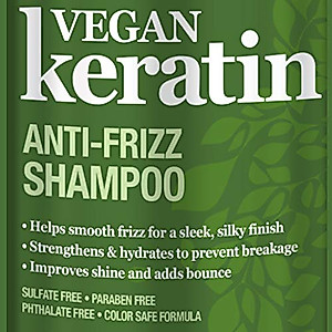 Difeel Vegan Keratin Anti Frizz Shampoo 33.8 oz - Cruelty Free Vegan Sulfate Free Shampoo