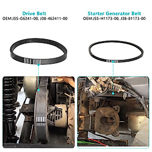 10L0L Golf Cart Tune Up Kit with Starter Generator Belt & Drive Belt for Yamaha 1996-up G16 G19 G22 & 2012-up G29 Gas Model W/ 4 Cycle 301cc 357cc Engine Air Filter Pre Filter Fuel Filter Spark Plug