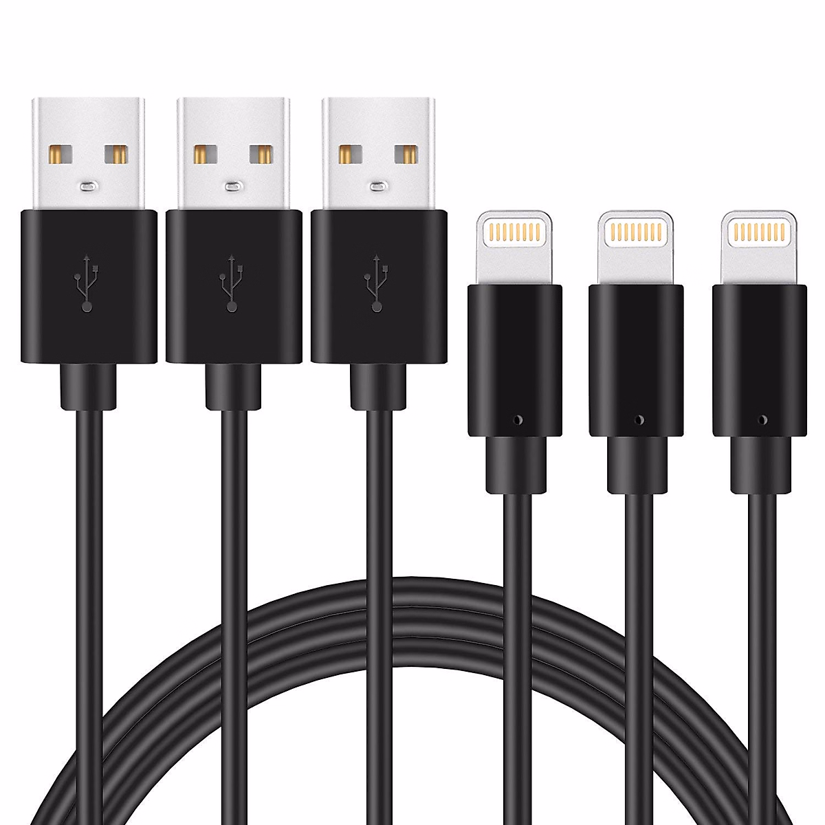 Marchpower Charger Cable iPhone 3Pack 6FT Lightning Cord USB Cable Fast Charging Cord MFi Certified iPad (2020) iPhone 13 12 11 Pro Max XR Xs X 8 Plus 7 Plus 6S 5S SE iPad Pro Air iPod Touch Black