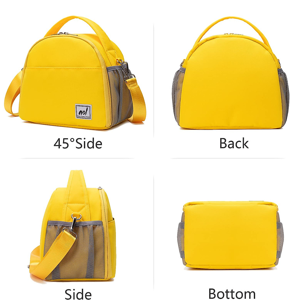 Lunch Bag Insulated Cooler Bag for Women Nylon Waterproof Lightweight Lunch Box Organiser (Yellow)