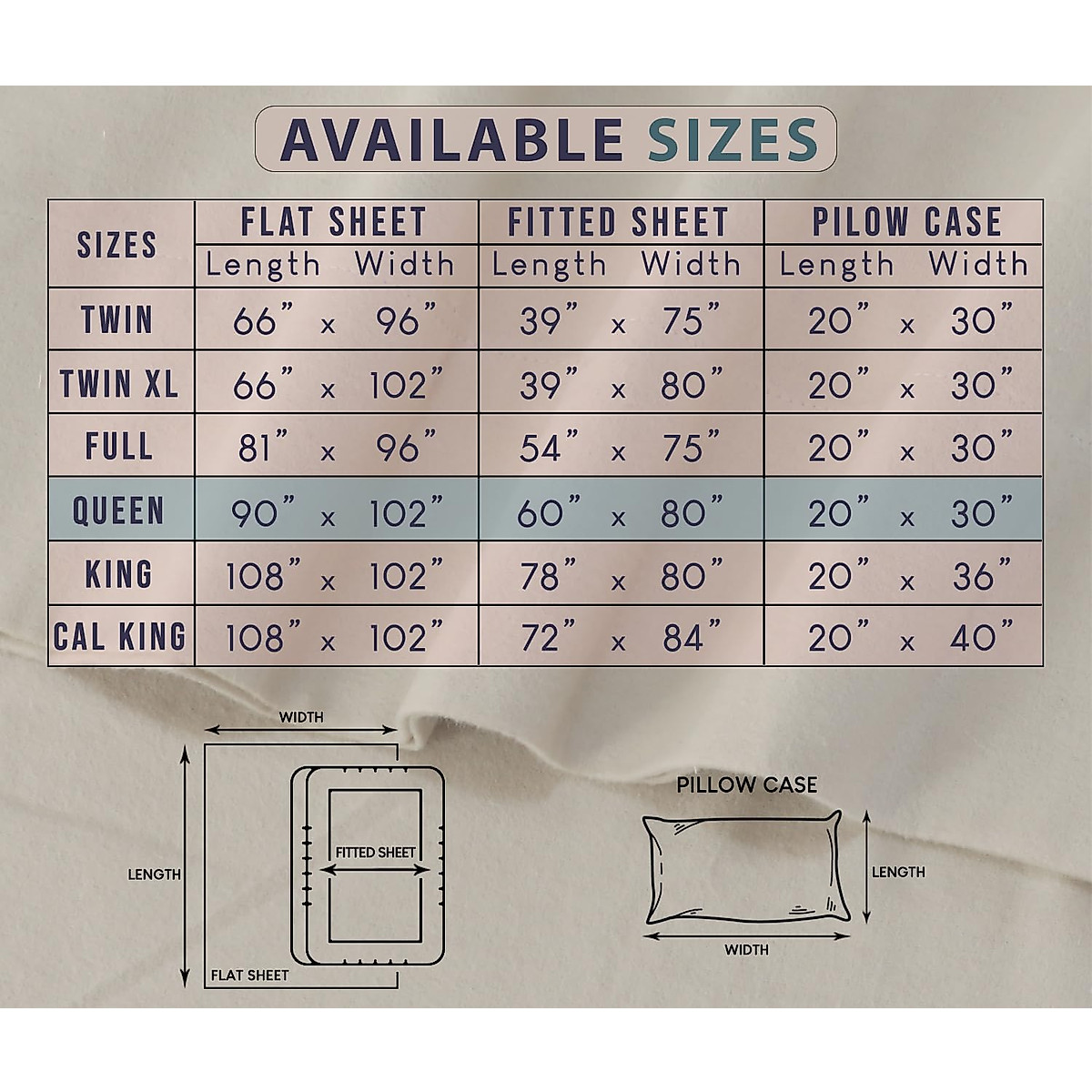 RUVANTI Flannel Sheets Queen Size - 100% Cotton Brushed Flannel Bed Sheet Sets - Deep Pockets 16 Inches - All Seasons Breathable & Super Soft - Warm & Cozy - 4 Pcs - Shallow