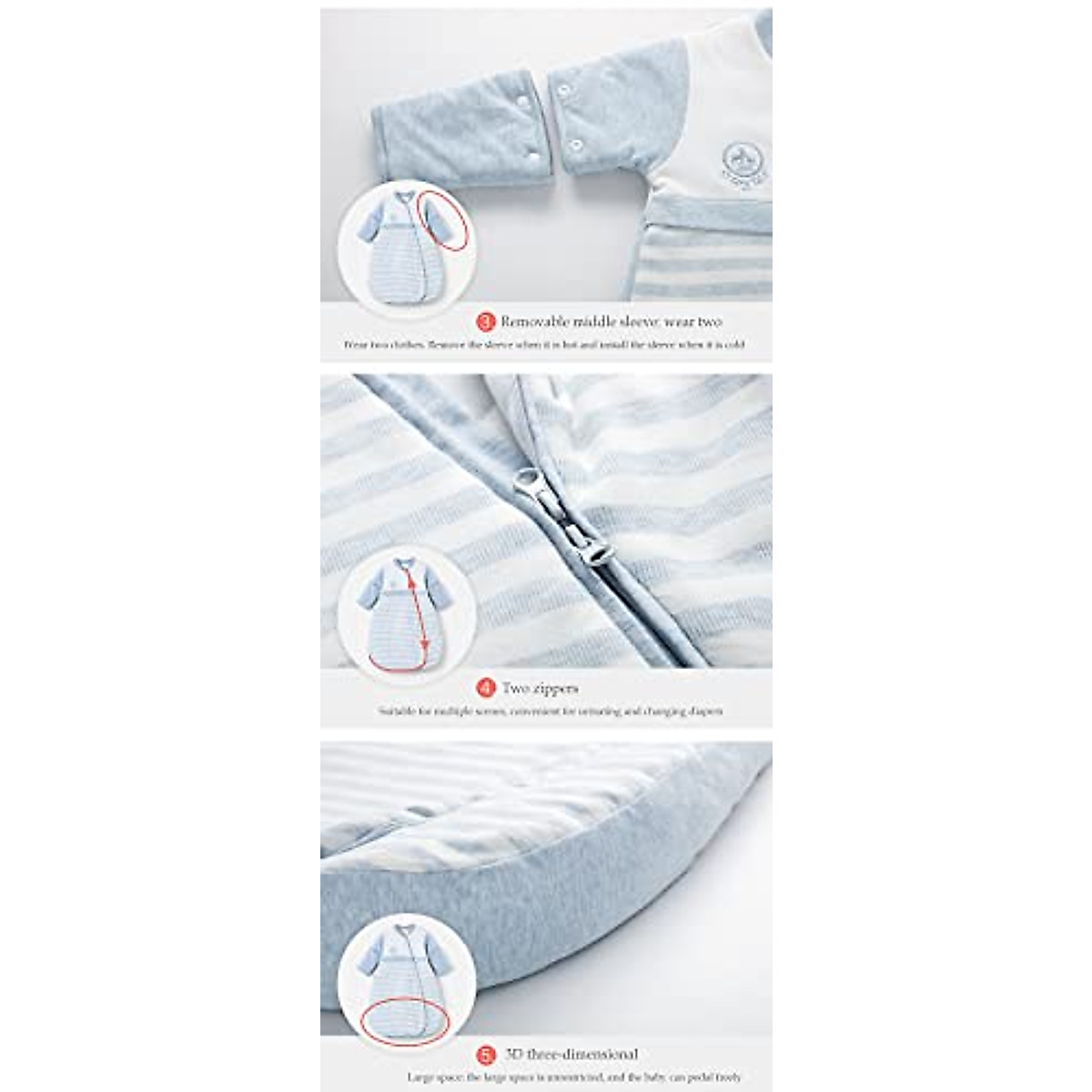 OuYun Baby Organic Sleeping Bag Detachable Sleeve Wearable Blanket,Pink,350g Filling for 32-59℉