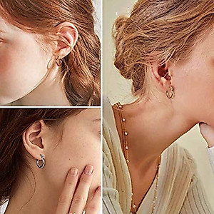 Jstyle 3 Pairs Stainless Steel Hoop Earrings for Women Huggie 10MM