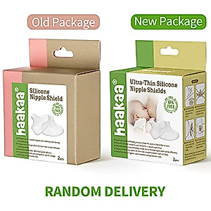 haakaa Nipple Shields 18mm for Newborn Breastfeeding with Latch Difficulties or Flat or Inverted Nipples, Breast Shields Extra-Thin & Extremely Soft, Come with Carry Case, 2pk
