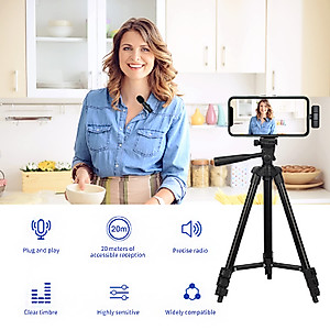 bAnpinSH Wireless Lavalier Microphone,for iPhone iPad,Professional lavalier Microphone for Video Recording, Plug and PlayAuto Sync 2.4G Ultra-Low Latency Noise Reduction Lapel Microphone (Black)