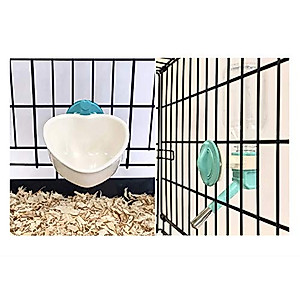 Choco Nose Patented No-Drip Water Bottle/Feeder and Detachable Food Dish Set for Puppies/Toy Breed Dogs/Rabbits/Cats/Chinchillas and Other Small Pets and Animals 300ML. Nozzle 13mm, Aqua(C528 C607)