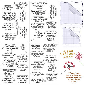 4 Sheets Stamps for Crafting Bible Verse Clear Stamps Set Acrylic Making Christian Scrapbooking Stamp Rubber 2 Pieces Blocks Tools with Grid Lines for DIY Scrapbooking Making(Classic Style)