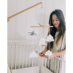 Sorrel + Fern Baby Crib Mobile (Birds in The Clouds, Short Version) - Unique and Minimalist Design for Boys & Girls