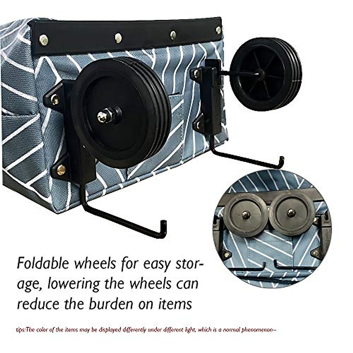 KEEPFINE Grocery Cart with Wheels, Reusable Portable Collapsible Trolley Bags Hand Pulling Utility Collapsible Grocery Bag with Hand Straps Folding Shopping Cart