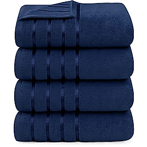 Utopia Towels 4 Pack Premium Viscose Oversized Bath Towels Set, 100% Ring Spun Cotton (27 x 54 Inches) Highly Absorbent, Quick Drying Shower Towels for Bathroom, Spa, Travel and Pool (Navy)